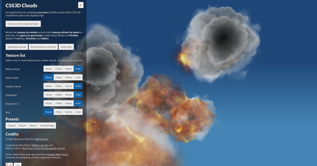 CSS3 3D Transformsで3Dの雲を作る「CSS 3D Clouds」 | P2P today ダブルスラッシュ